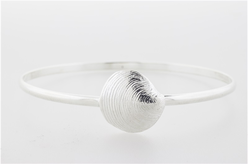 Clam Sterling Silver Bangle Bracelet