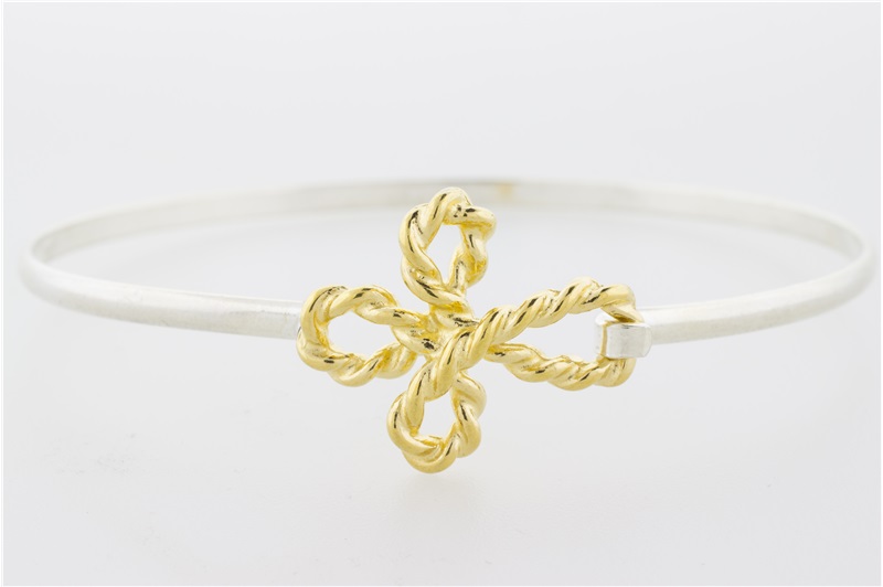 Endless Rope Cross Vermeil Bangle Bracelet