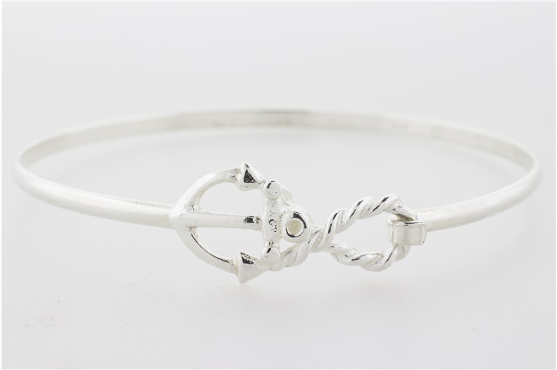 Infinity Rope Anchor Sterling Silver Bangle Bracelet